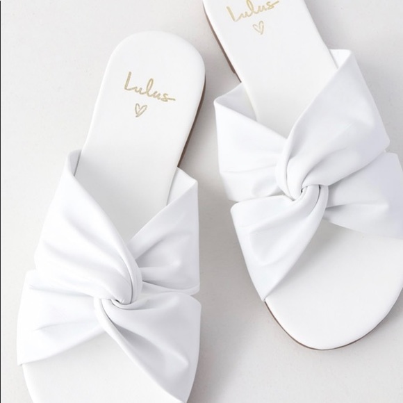 Lulus | Shoes | Lulus Tilly Leather White Vachetta Slide Sandal | Poshmark
